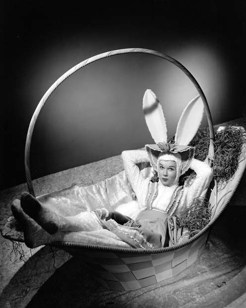 Doris Day as the Easter Bunny, or sunny side up in a basket ...